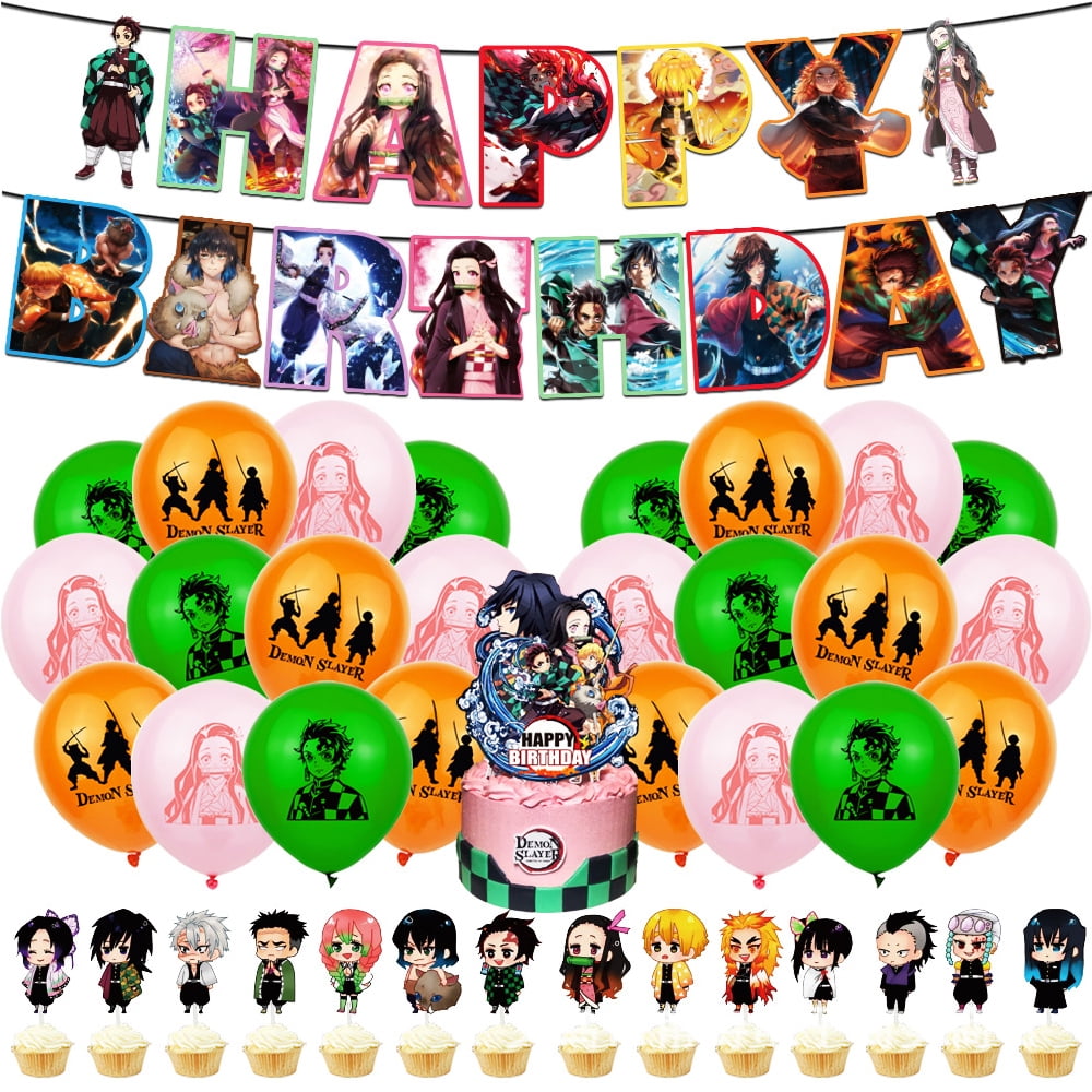 40Pcs/Set Demon Slayer Anime Theme Birthday Party Decorations Set ...