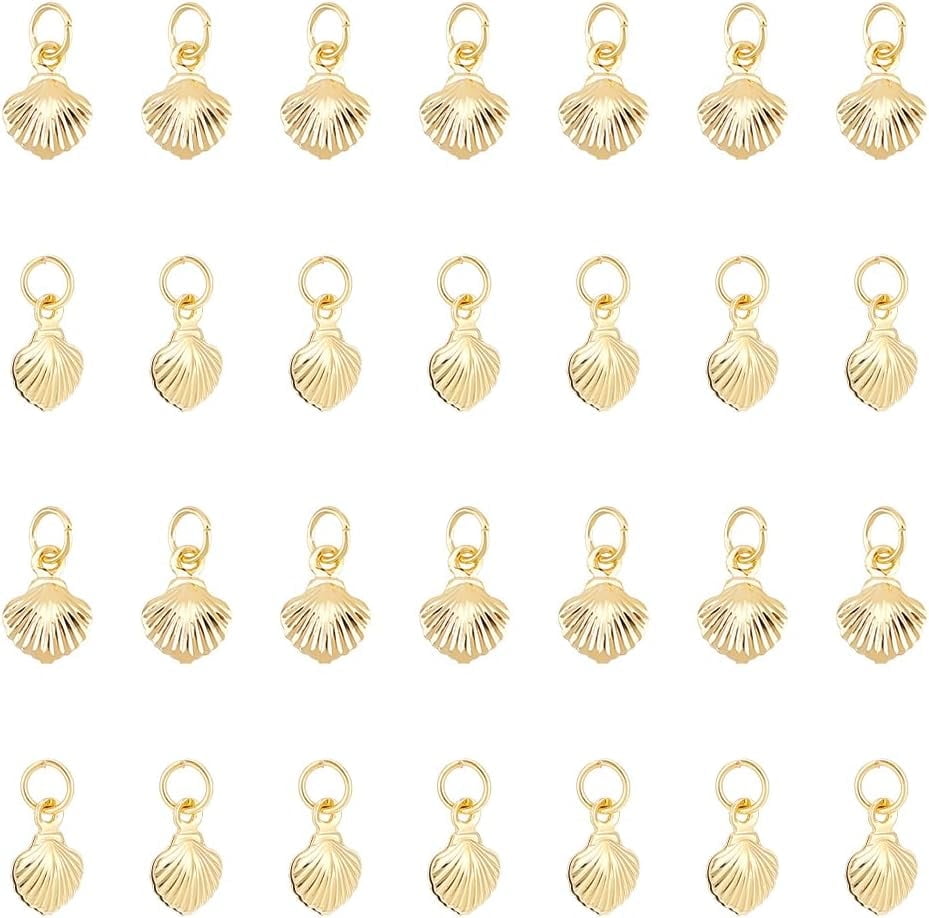40Pcs Shell Charms Brass Charms 18K Gold Plated Ocean Pendant Sea ...