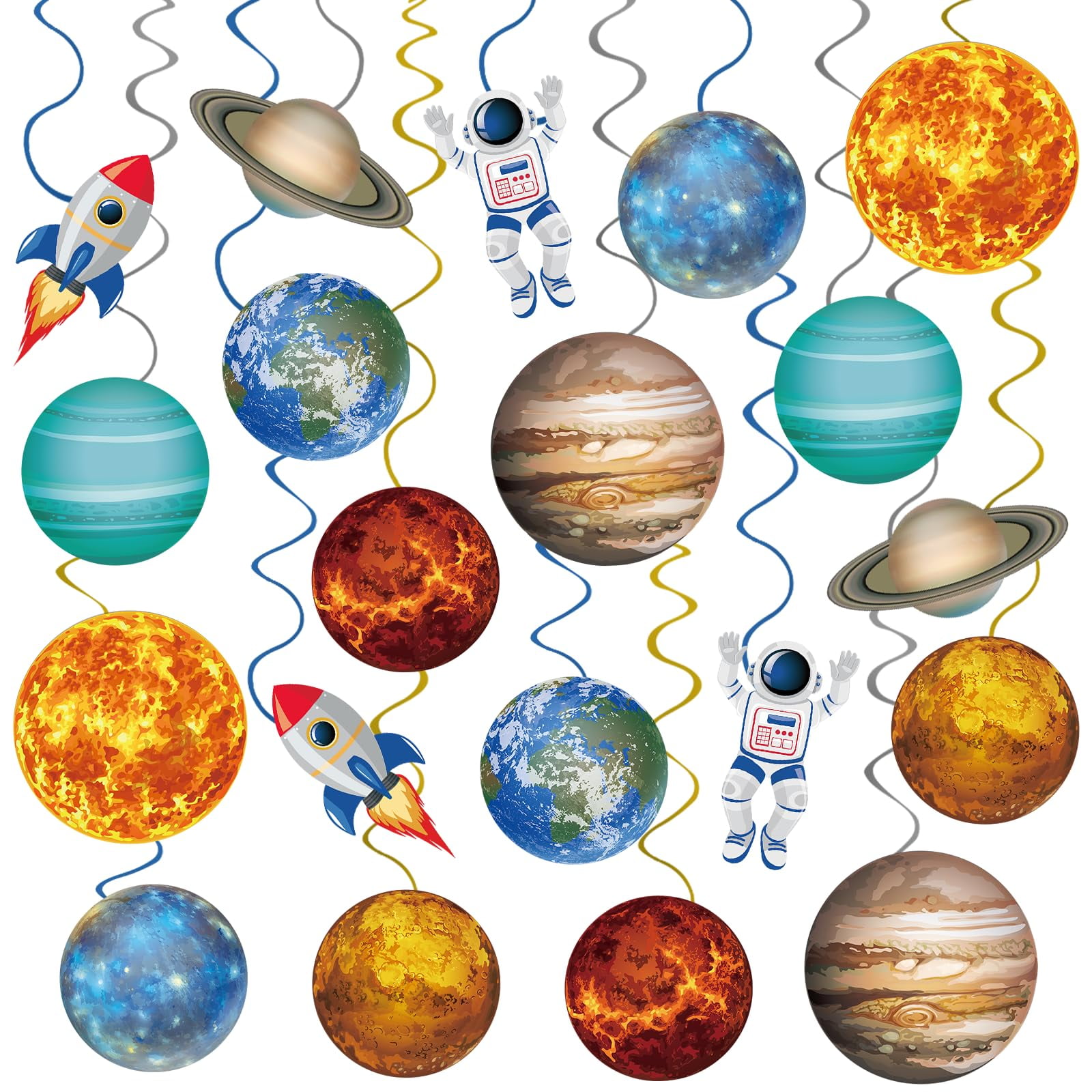 40Pcs Solar System Hanging Swirl Decorations, AIS1 Outer Space Party ...