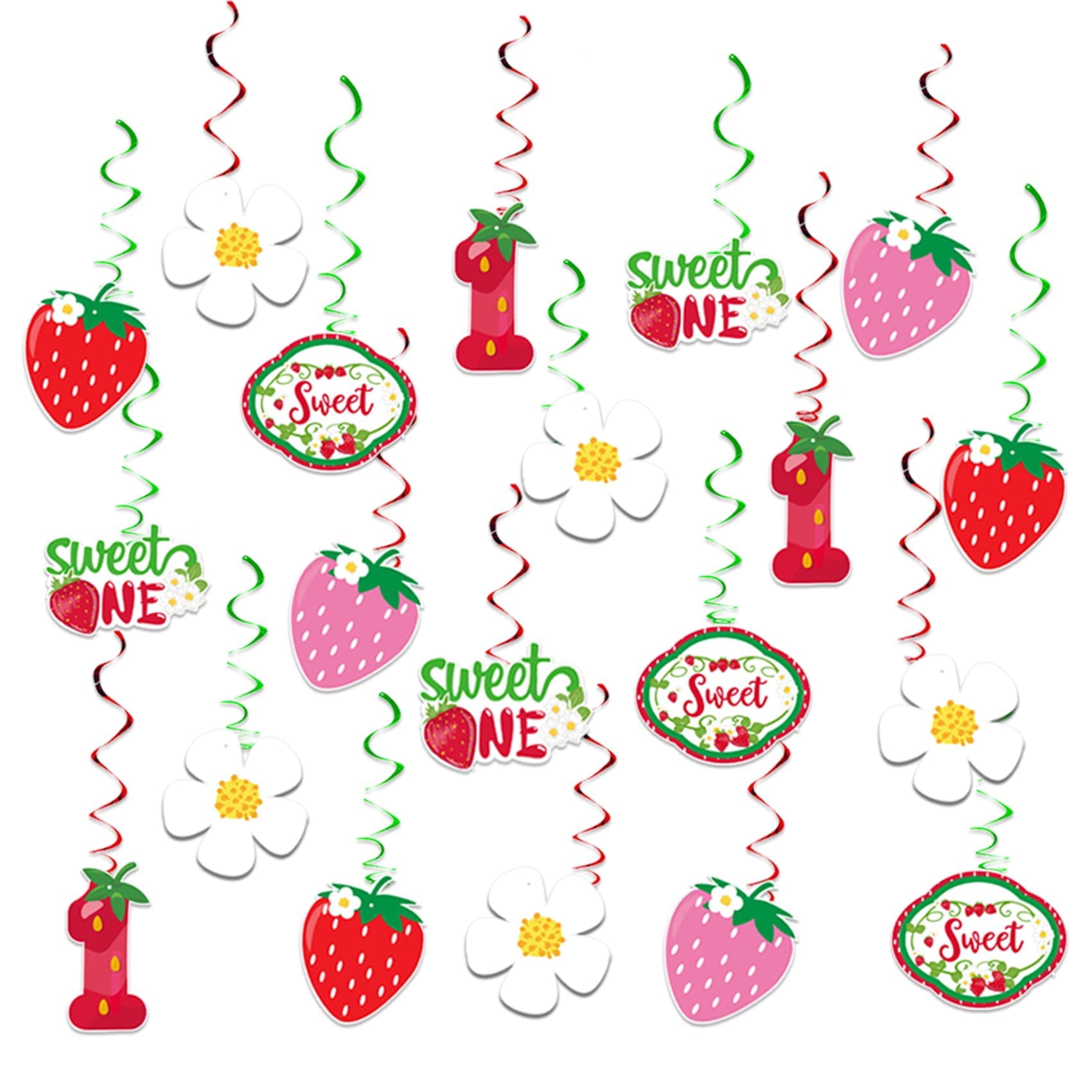 Strawberry Banner 40-Piece Strawberry 1st Birthday Decorations ...
