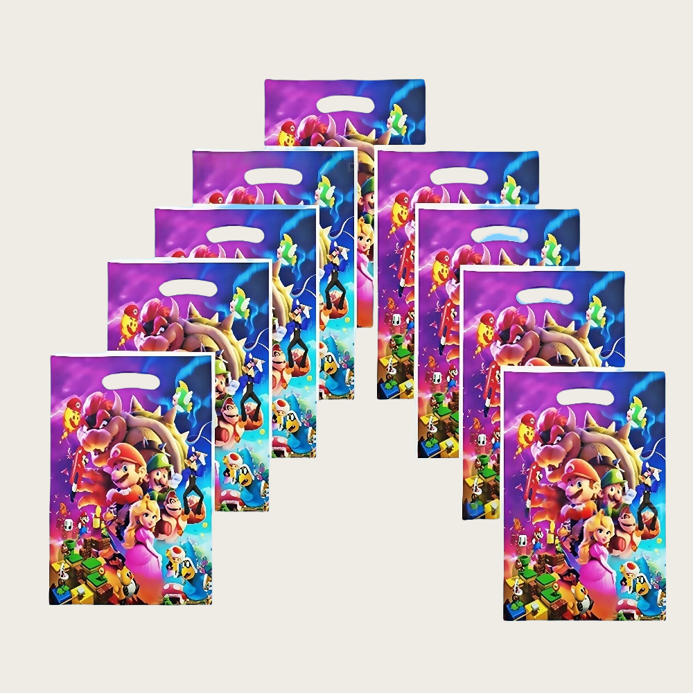 40Pcs Super Mario Bros Anime Cartoon Party Favor Gift Bags with Handle ...