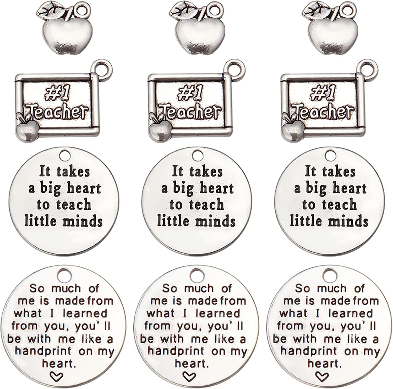 40Pcs Teachers Charms School Charms Flat Round Letter Word Charm ...