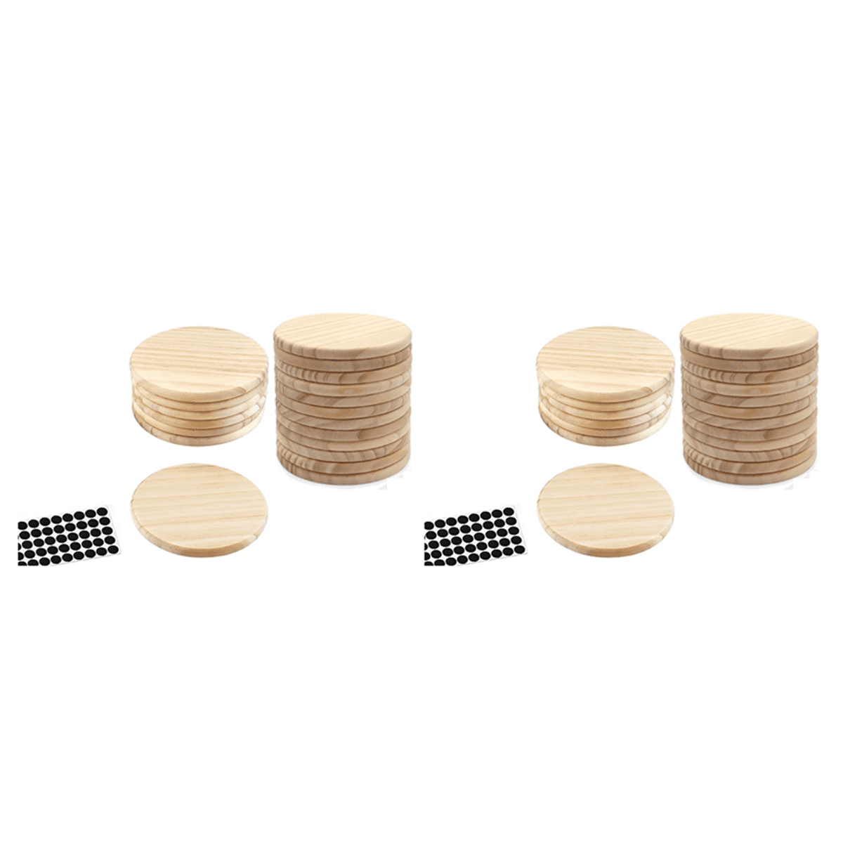 40Pcs Unfinished Wood Coasters, 4 Inch Round Blank Wooden Coasters for ...