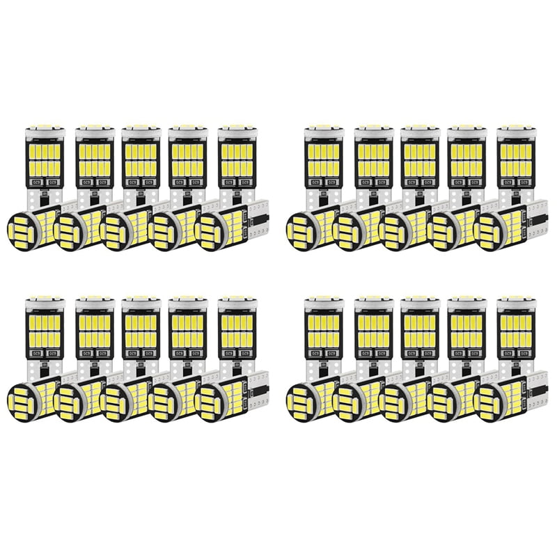 40Pcs W5W T10 LED Bulbs 4014 26SMD Car Interior Dome Roof Lamp License ...
