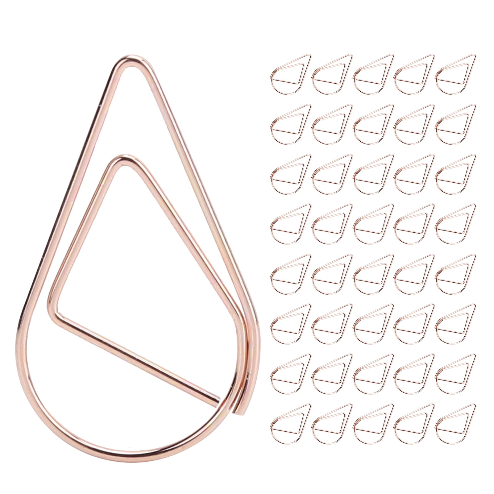 40Pcs Water Drops Shape Paper Clips Rose Gold Cute Pins for Office File ...