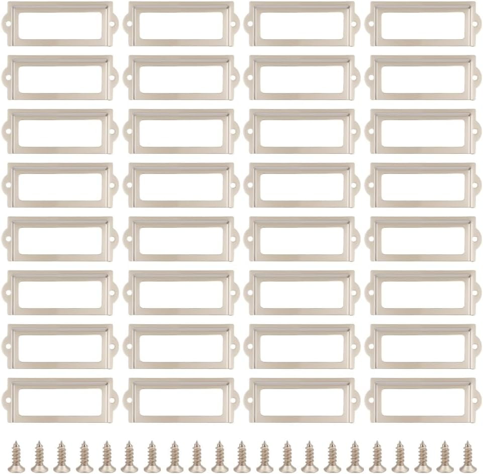 40Pcs White Metal Label Holders 3.2×1.2inch Office File Name Card Tag ...