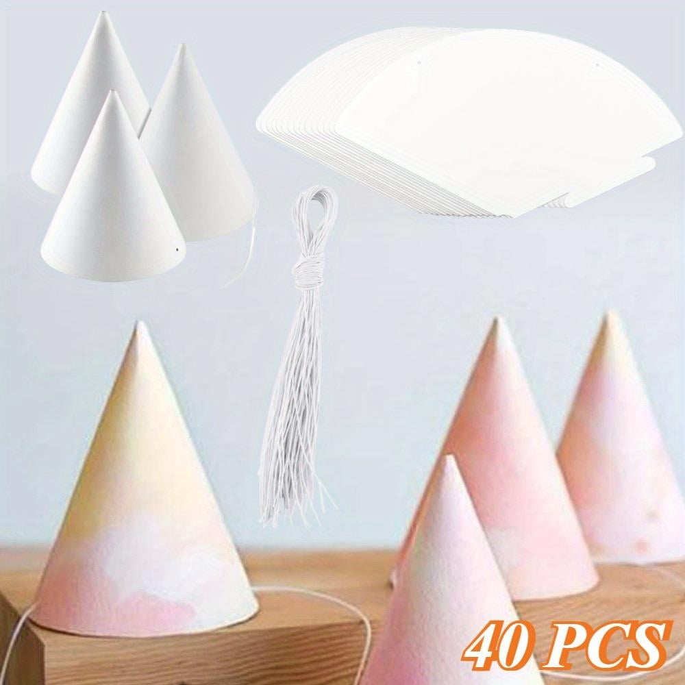 40Pcs White Paper Party Hats for Birthday Part, Decorative Bulk Cone ...