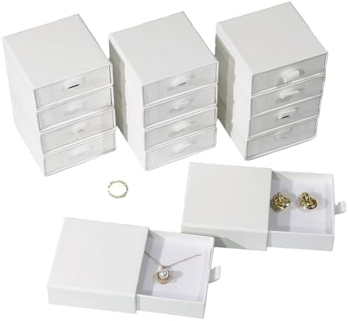 40Pcs White Small Jewelry Boxes 3.54×3.54×1.26in Cardboard Jewelry Gift ...