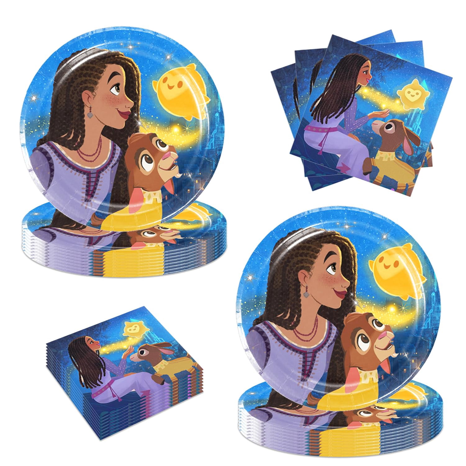 40Pcs Wish Party Supplies Including 20 BSL1 Plates 20 Napkins for Kids ...