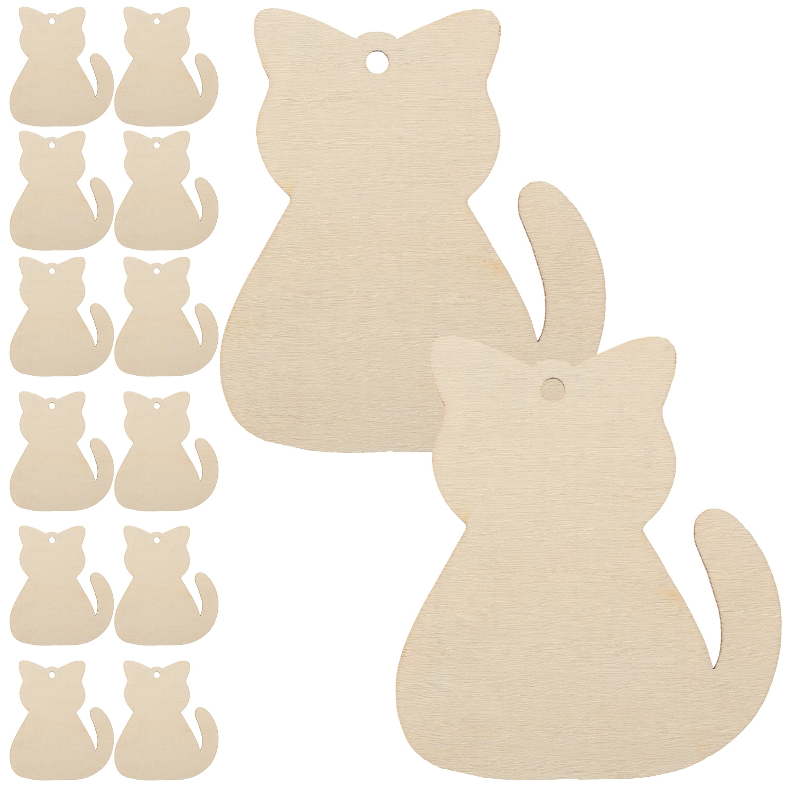 40Pcs Wood Cat Cutouts Crafts DIY Wooden Slices Unpainted DIY Wood ...