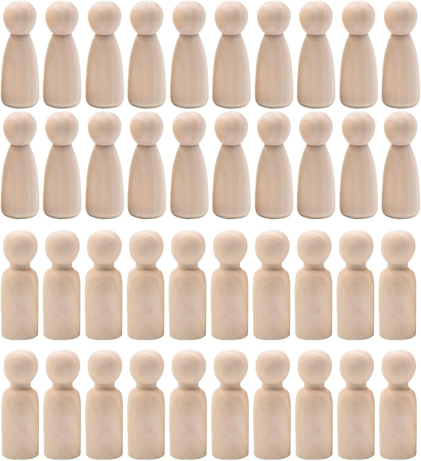 40Pcs Wooden Peg Dolls, Wooden People Figures, 35 Mm Unfinished Wood ...