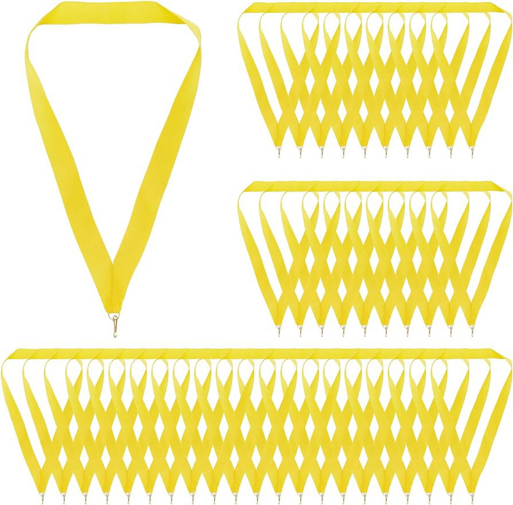 40Pcs Yellow Award Lanyards Medal Straps Neck Ribbons Polyester Flat ...