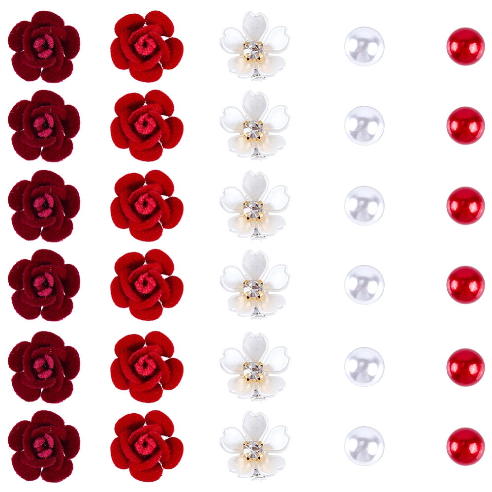 40Pcs Zinc Alloy Plastic Resin Hair Fastener Flower Round Mixed Color ...