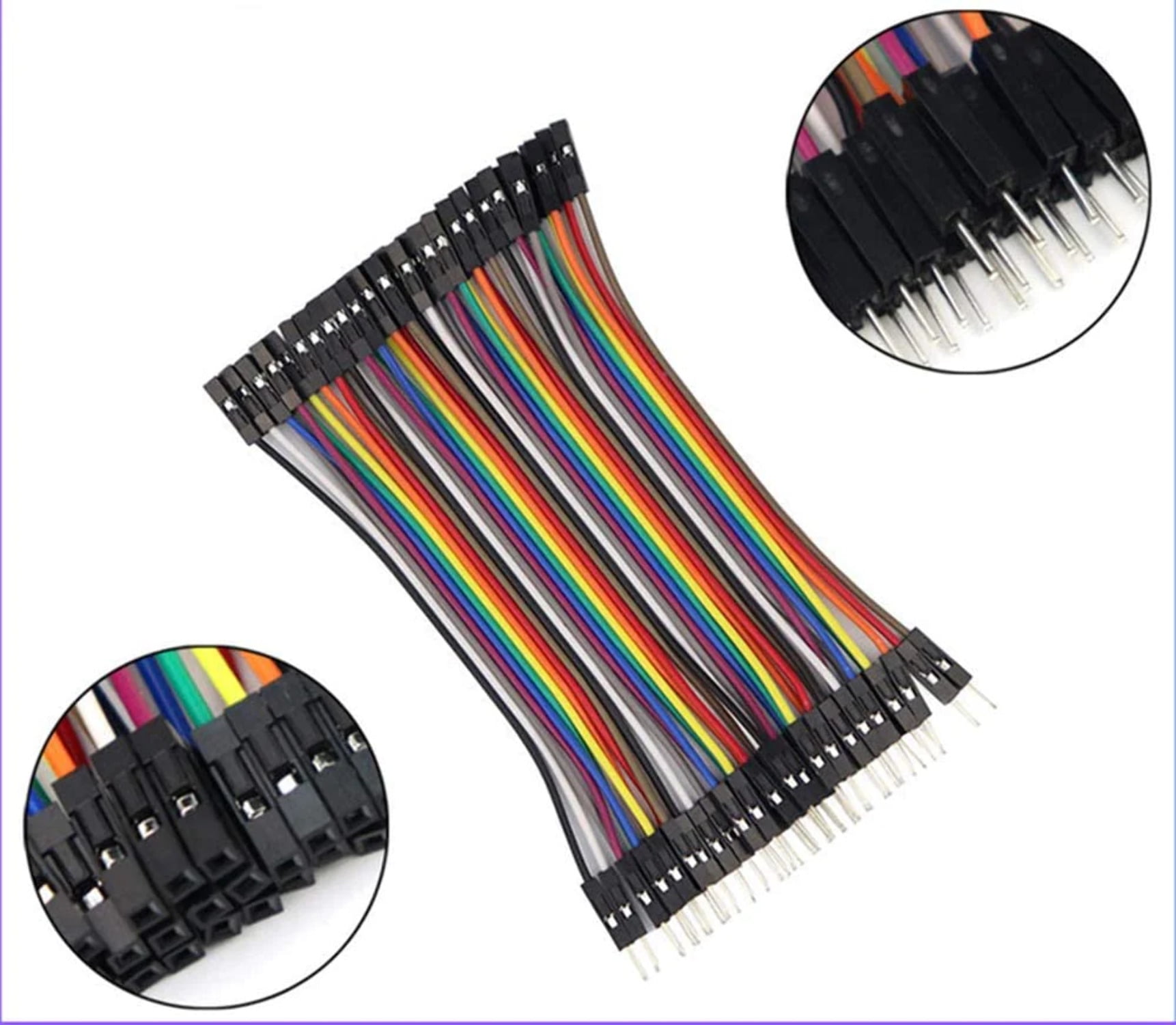 40Pin 10cm DuPont 1P-1P Wire Jumper Cables Pin to Socket (M-F ...