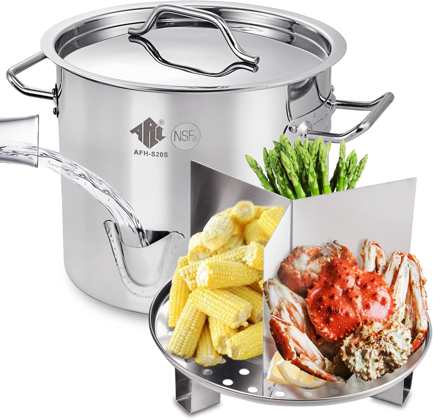 40QT Stainless Steel Tamale Steamer Pot with Easy-fill Water Spout ...
