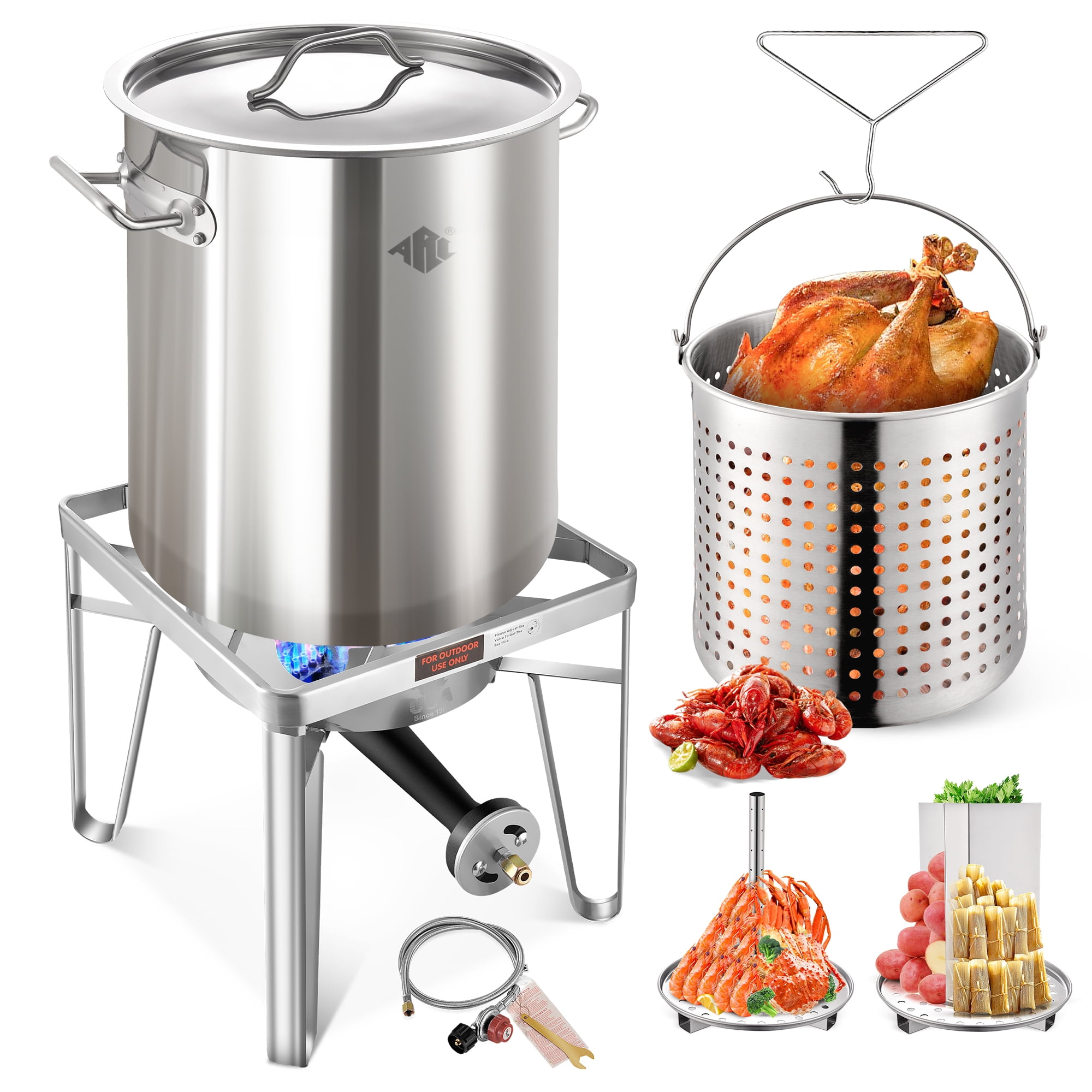 40QT Stockpot Seafood Boil Pot with Propane Stove, 200,000BTU ...