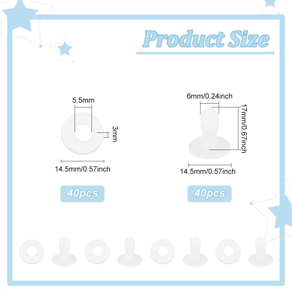 40Sets Doll Joints 14.5mm Craft Joints Engage Bolt for Doll Plush ...