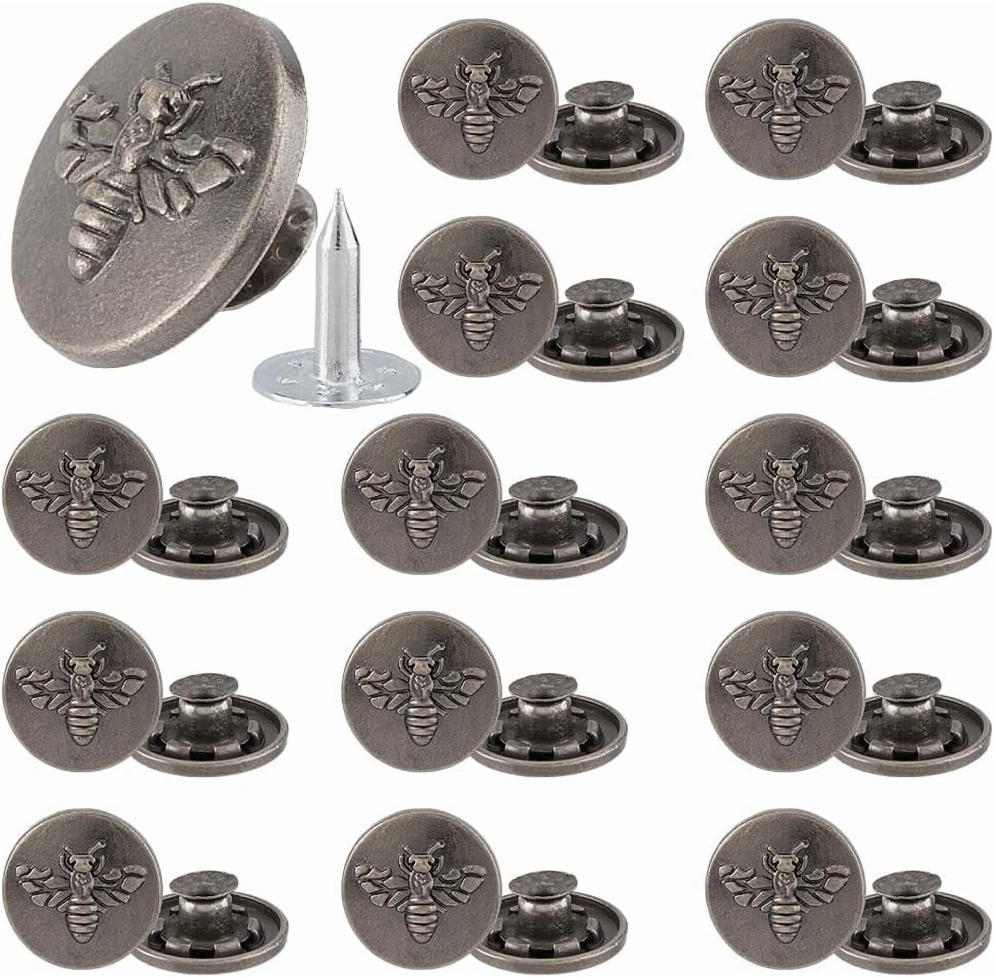 40Sets Zinc Alloy Buttons for Suspender Trousers Flat Round with Bees ...