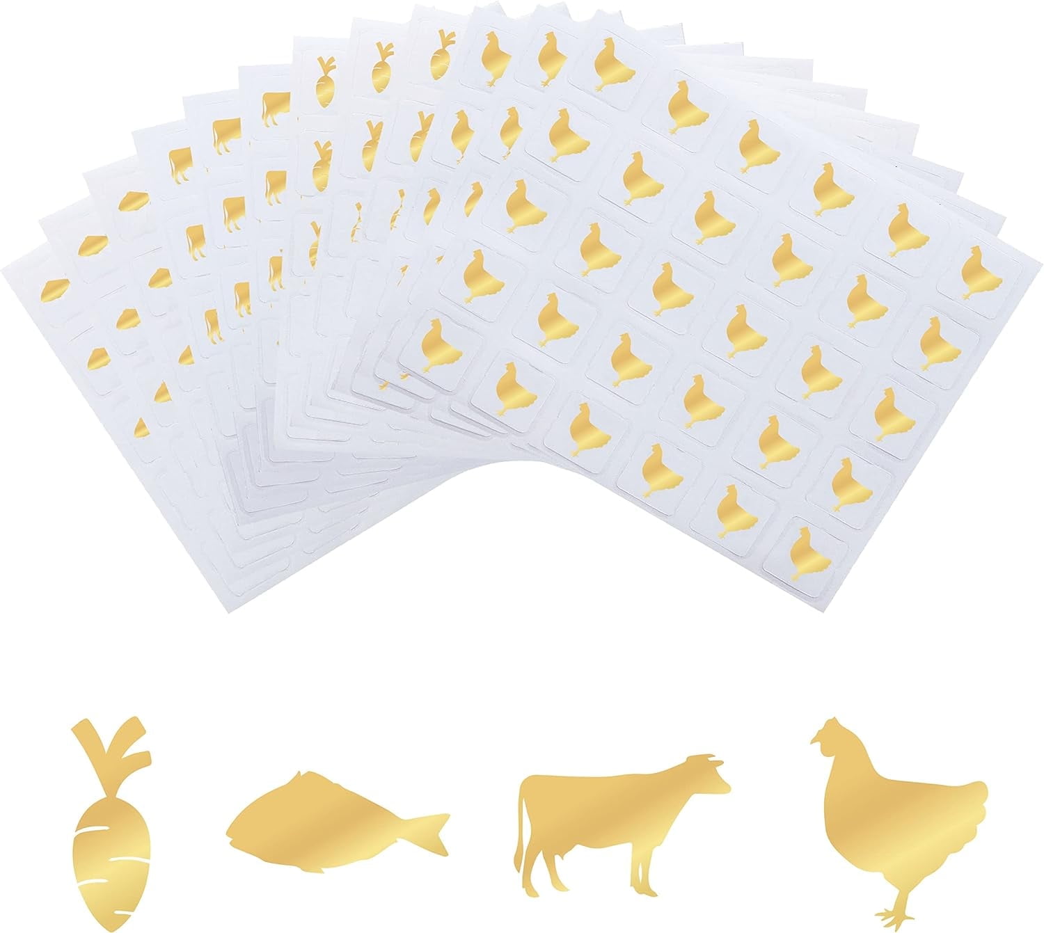 40Sheet Gold Meal Stickers 1 Inch Food Choice Sticker Cow/Chicken/Fish ...