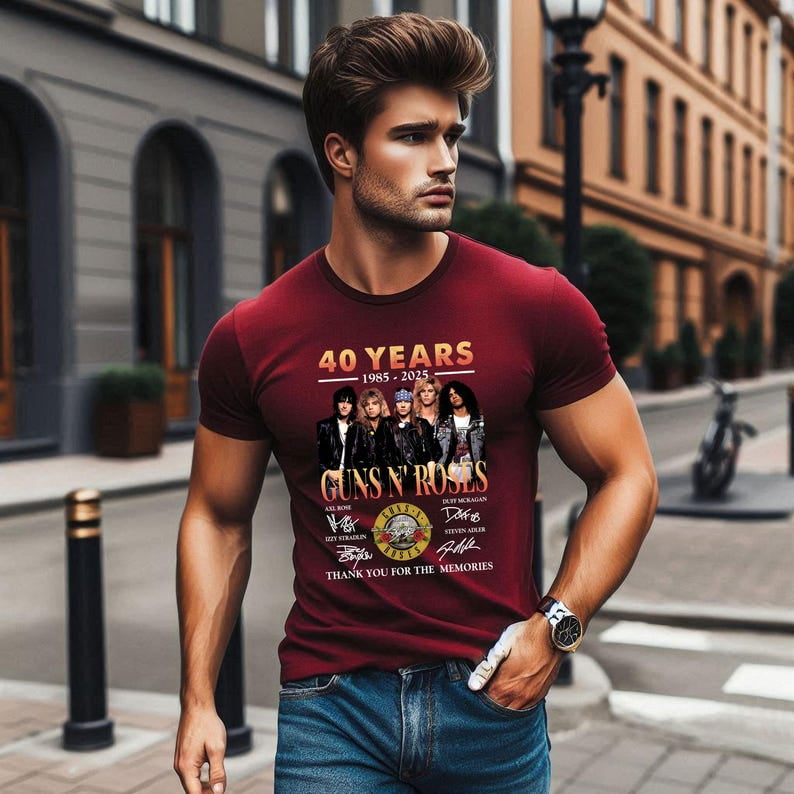 40Th Anniversary Rock Band Graphic Tee Unisex Casual Outfit, Concert ...