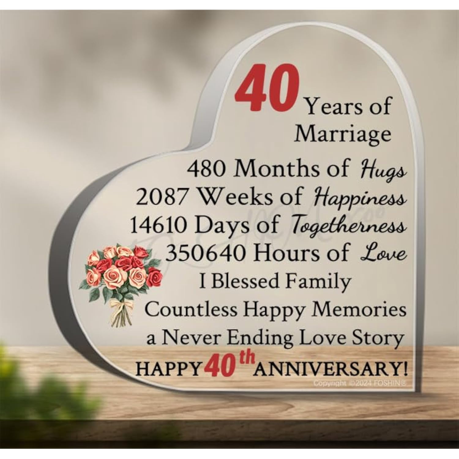 40Th Anniversary For Wife Husband Happy Anniversary For Women Men Heart ...