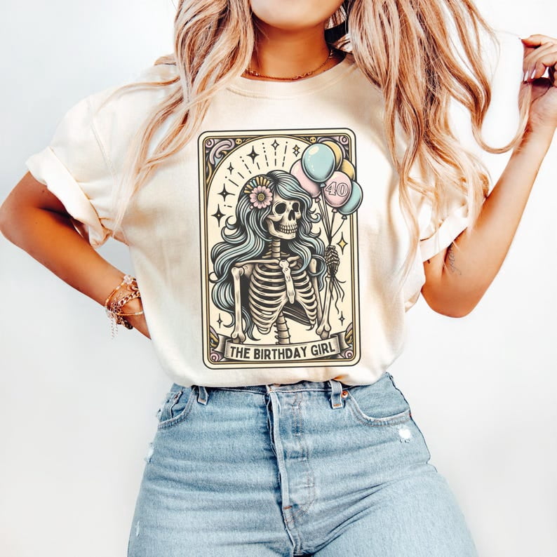 40Th Birthday Her, 40Th Birthday Tarot Card T-Shirt, Birthday ...