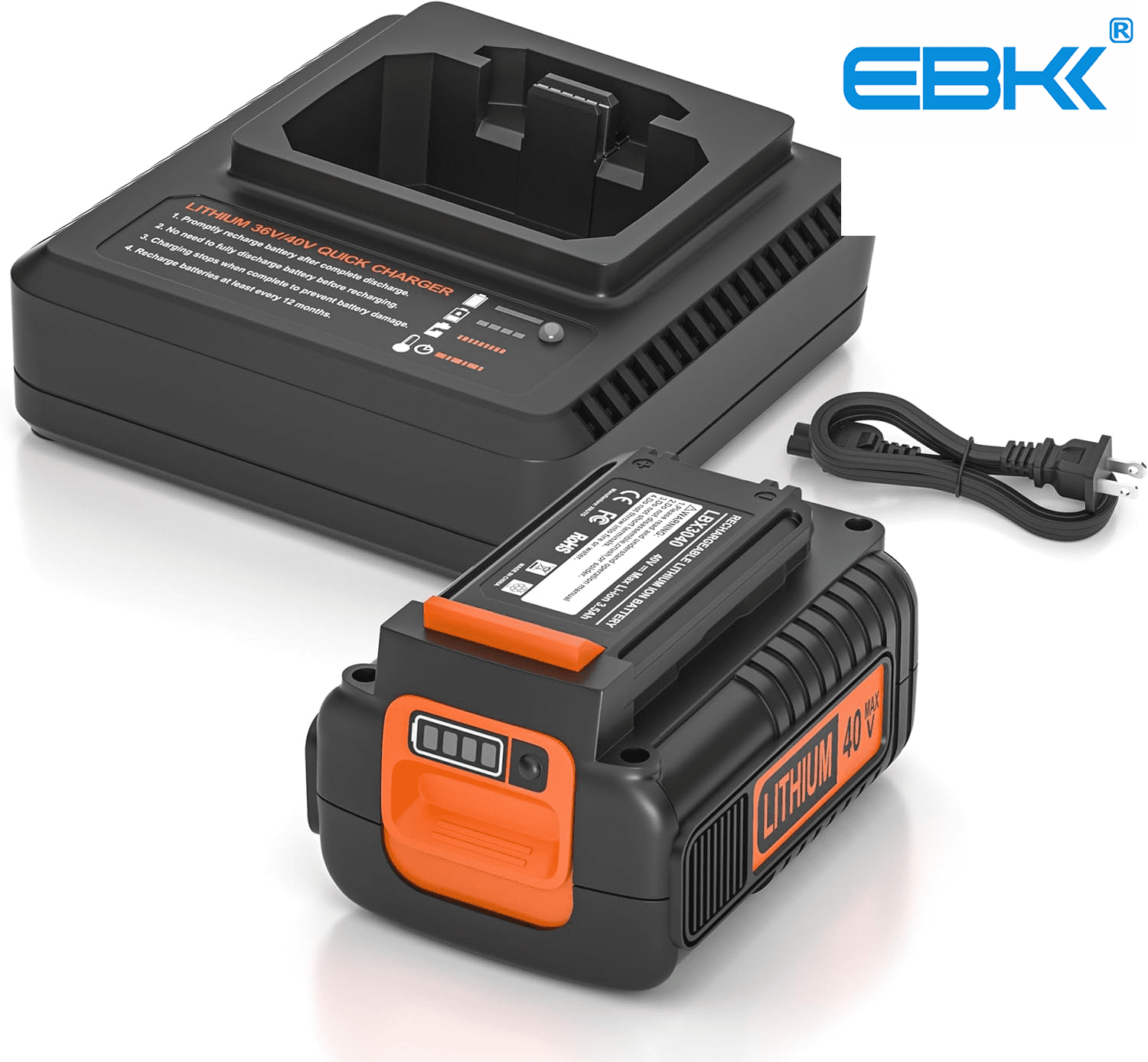 40V 3.0Ah Replacement Battery for Black and Decker 40V Lithium Battery LBX2040 LBX2540 LBXR36 ...