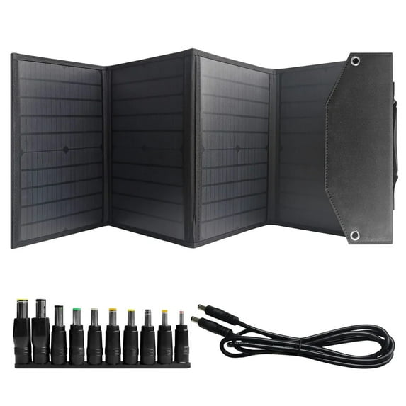 40W 18V Foldable Portable Solar Charging Panel with 3 Outputs Type-C ...