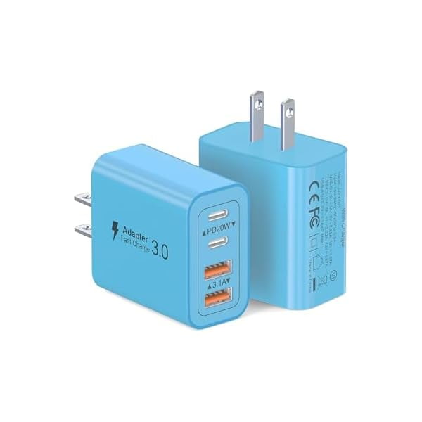 [40W/2Pack] Wall Charger, USB C Charger Block, Multi-Port PD + QC 3.0 ...