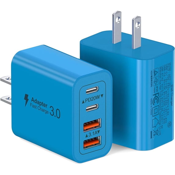 [40W/2Pack] Wall Charger,USB C Charger Block, Multi-Port PD + QC 3.0 Super Power Plug Adapter ...