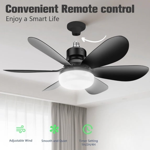 40W Ceiling Fan Light E27 with Remote LED Dimming Function Suitable for ...