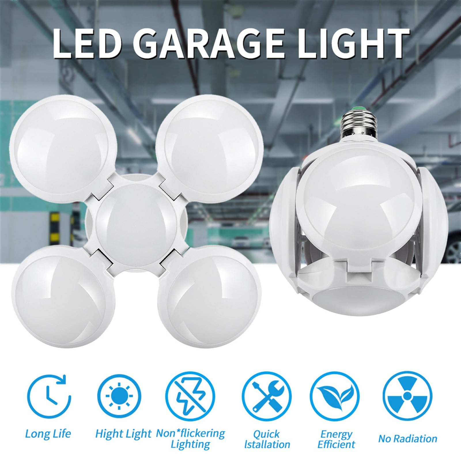 40W E27 Deformable Garage Light Folding Bulb LED Light Football UFO ...