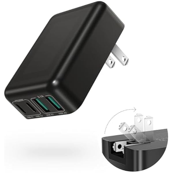 40W Flat USB C Wall Charger, 4Ports Foldable & Slim Fast Charging ...