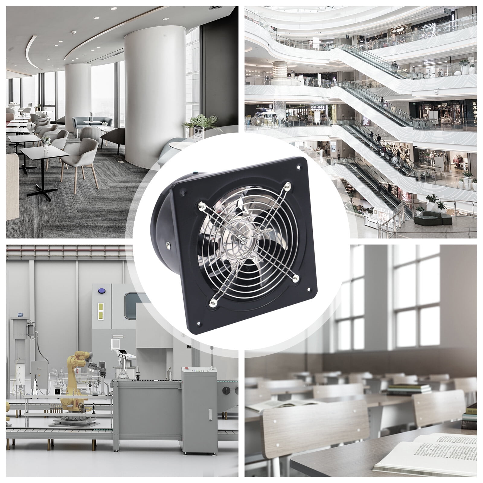 40W High-Power Exhaust Fan for Kitchen & Bathroom, 6" Window/Wall ...