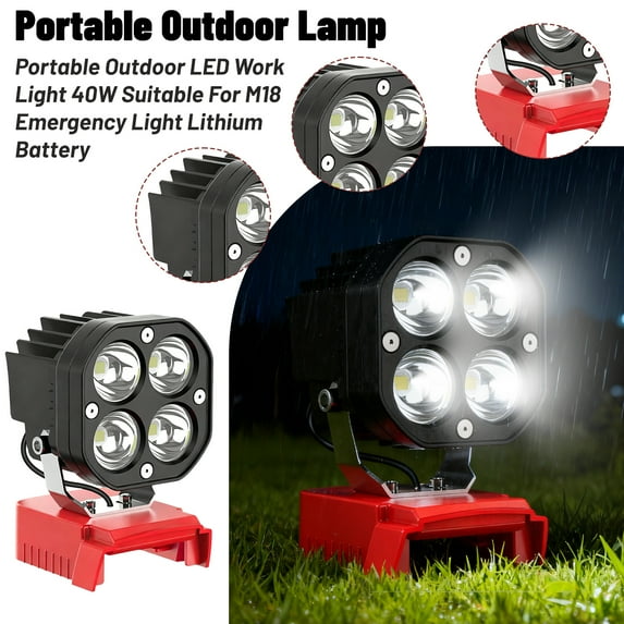 40W Portable LED Work Light, Rechargeable Battery Powered, M18 ...