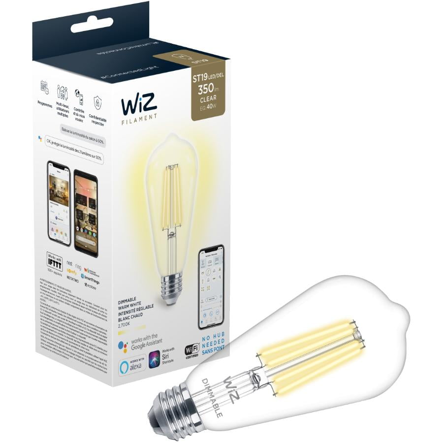 40W ST19 Medium Base Clear Dimmable Smart LED Light Bulb - Walmart.com