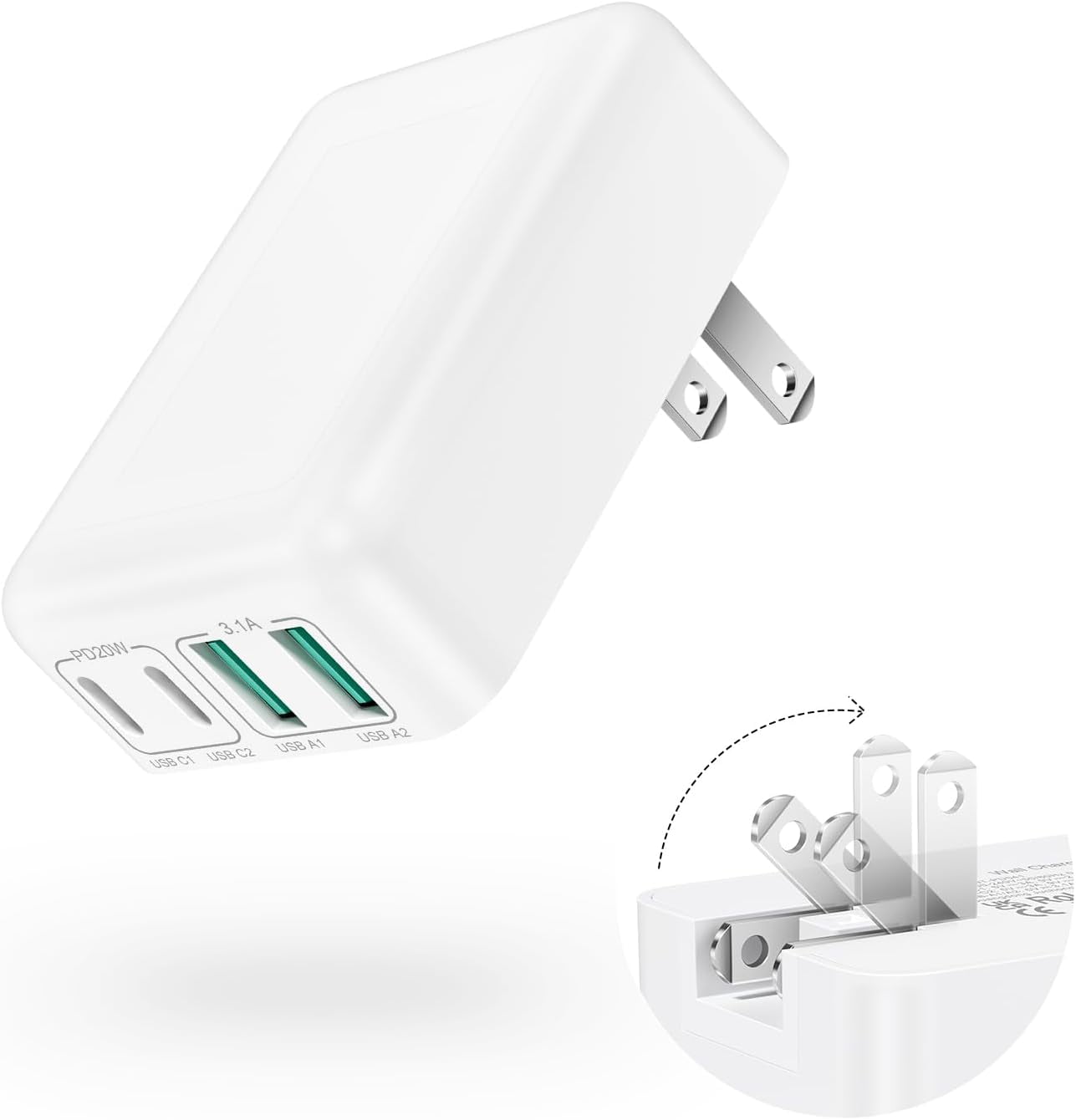 40W USB C Charger Block, Flat USB C Wall Charger Slim Dual Port Type C ...