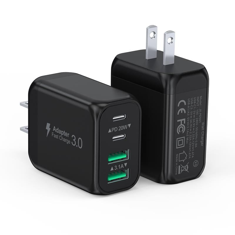 40W USB C Wall Charger, 4 Port PD 3.0 Fast Charging Block with Durable ...