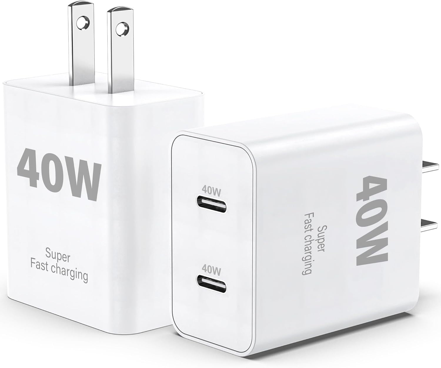 40W for iPhone 17 16 15 Charger Block, 2Pack Dual USB C Fast Wall Plug ...