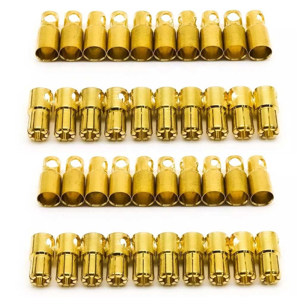 40X 6mm Banana Bullet Connector Plug Male Female for Battery ESC Motor ...