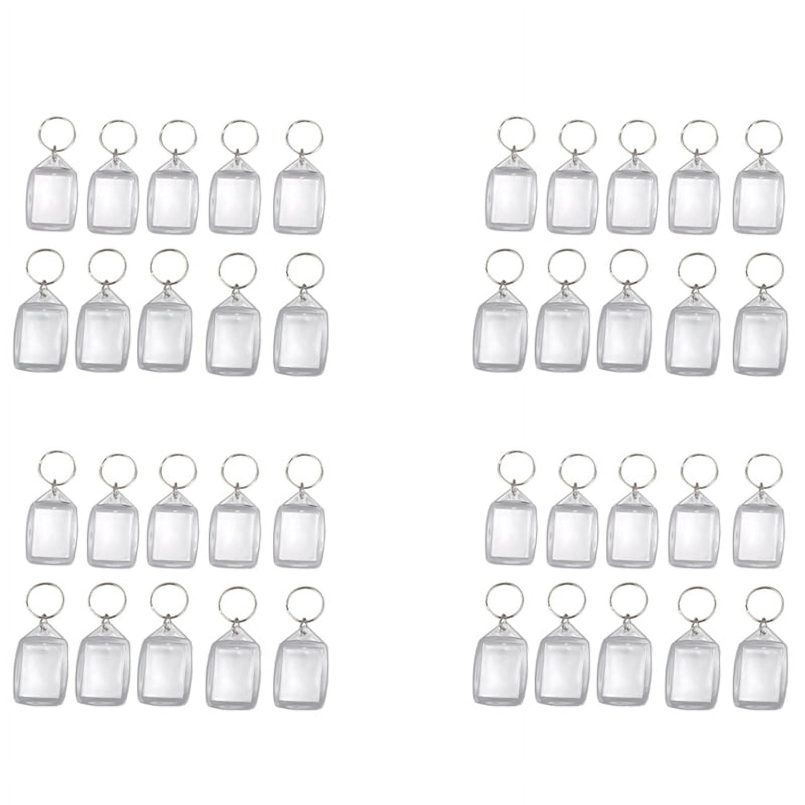 40X Clear Acrylic Plastic Blank Keyrings Insert Passport Photo Keychain ...