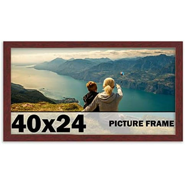 40X24 Frame Brown Mahogany Picture Frame - 100% Solid Wood Frame Kit ...