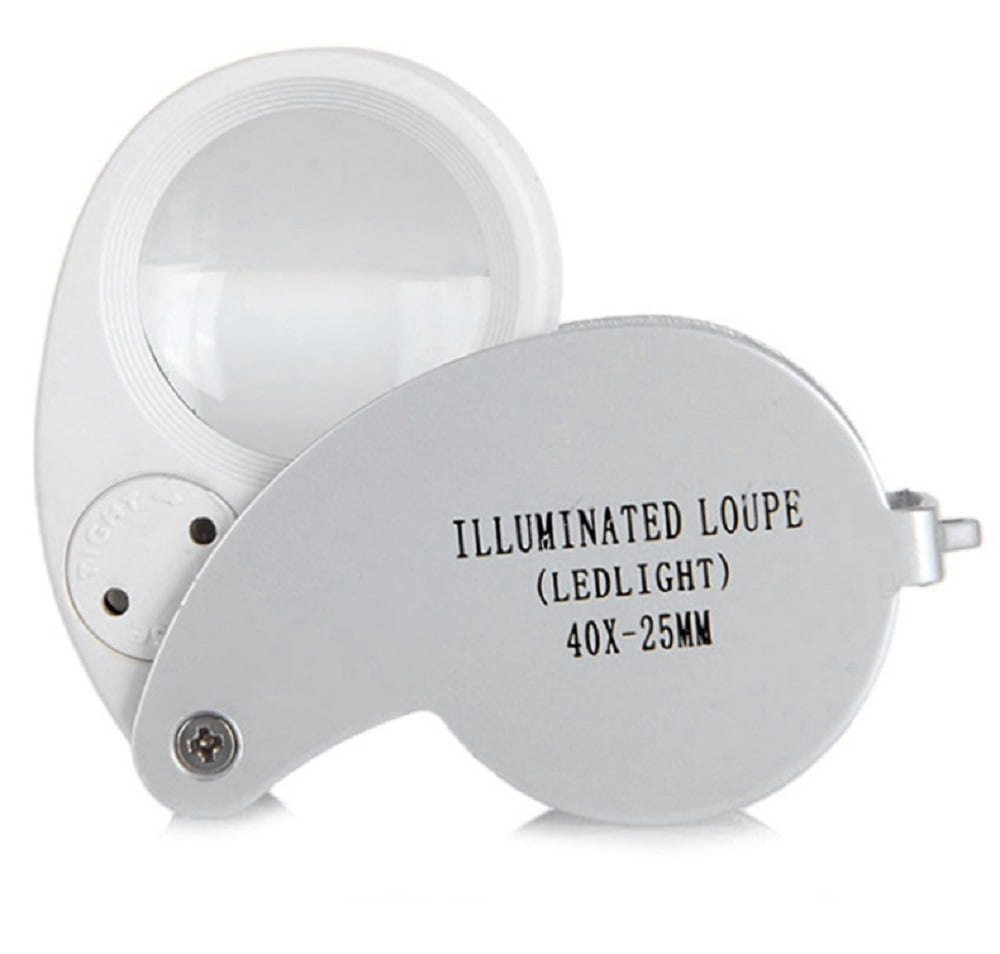 40X25mm Illuminated Jewelers Loupe - Dual LED Magnifier for Jewelry ...