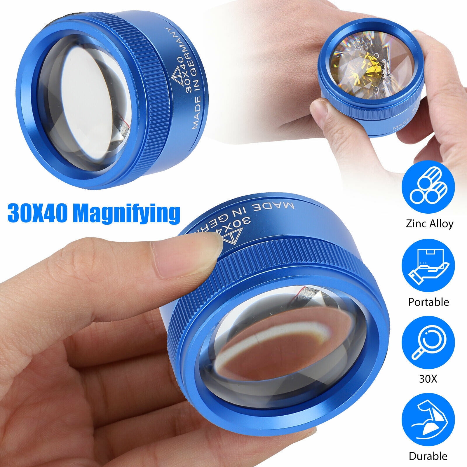 40X30 Magnifying Loupe Jewelry Eye Glass Magnifier Jewelers Loop Pocket ...