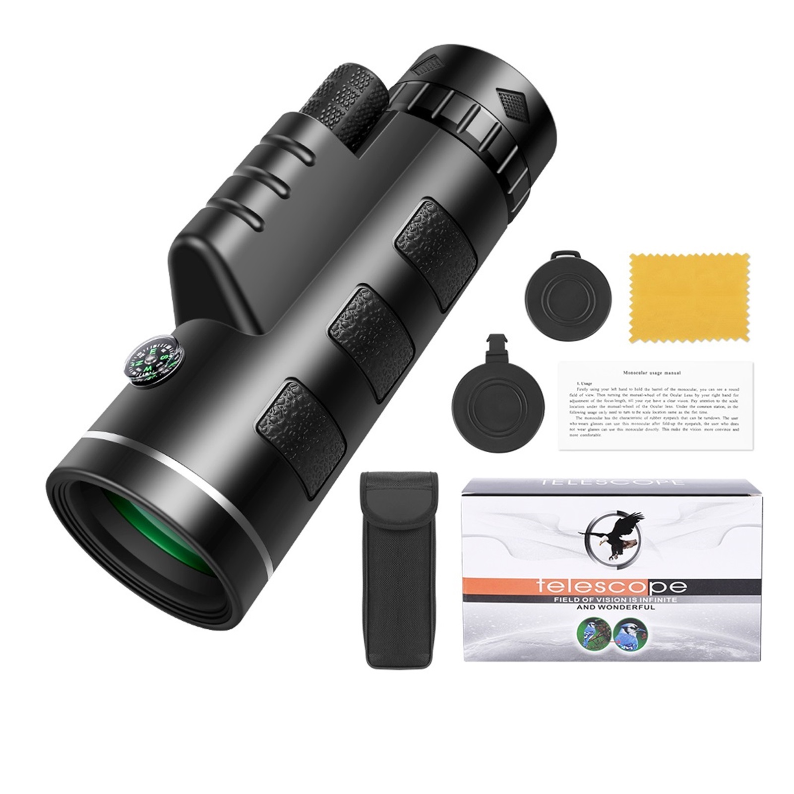 40X60 Monocular Telescope HD Zoom Monocular With Smartphone Holder ...