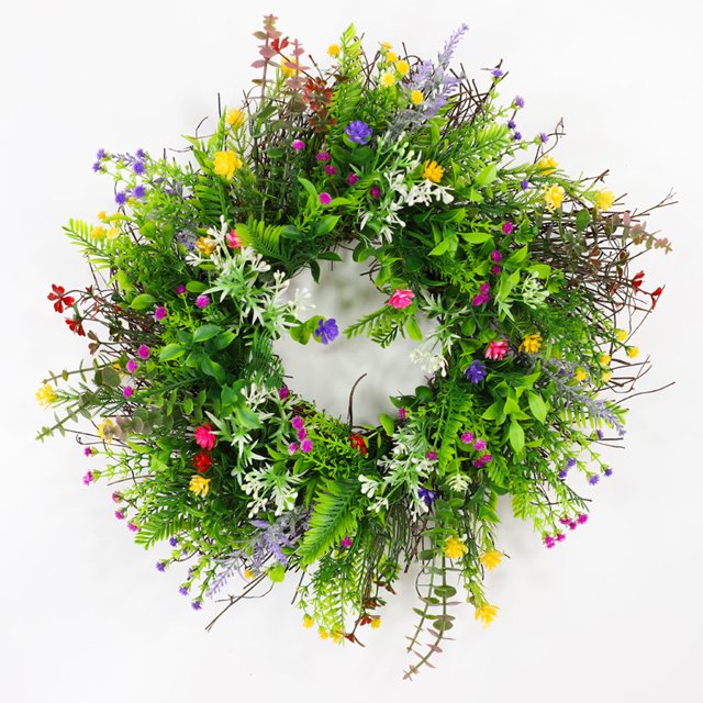 40cm Artificial Wildflower Wreath Handmade Colorful Spring Summer ...