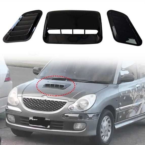 40cm Black Car Hood Decorative Air Vent Cover PP Material Sporty ...