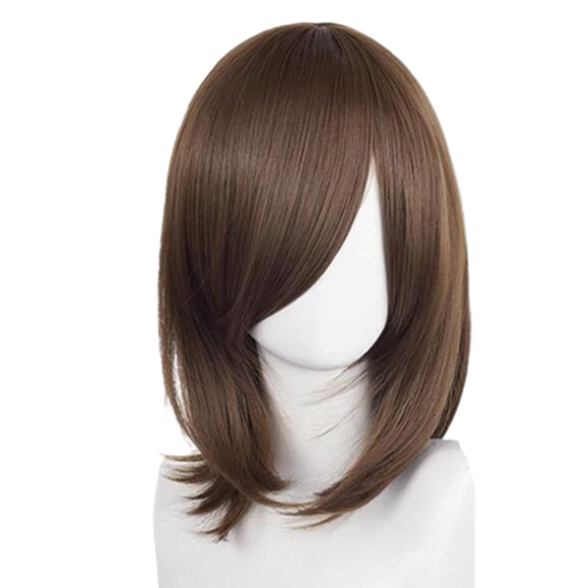 40cm Brown Short Women Wig Straight Synthetic Fiber Shoulder Length ...