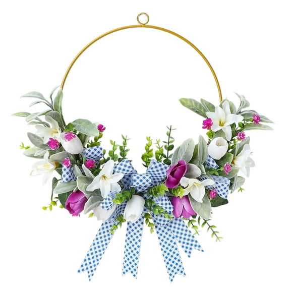 40cm Easter Wreaths Small Flower Spring Wreath For Front Door And Wall ...