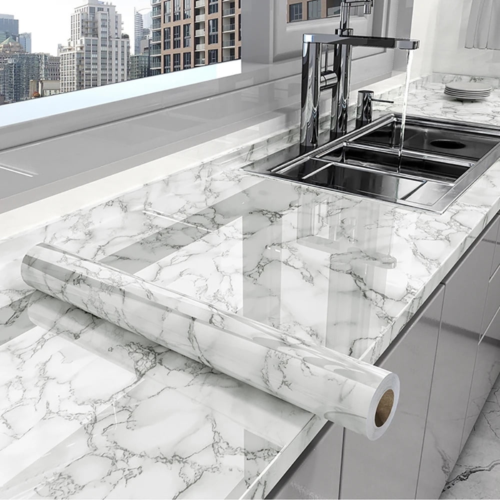 40cm Kitchen Self-adhesive Wall Adhesive Wallpaper Marble Pattern Pvc ...